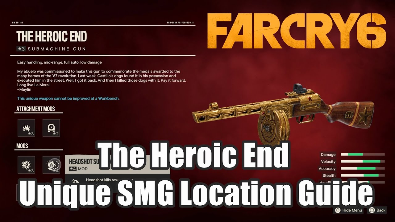 Far Cry 6 Unique SMG - The Heroic End Location Guide