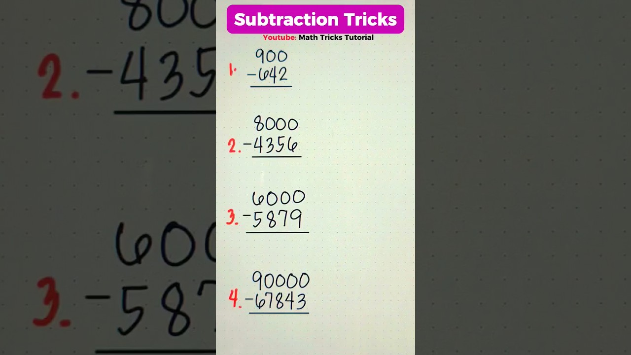 So Easy Subtraction Hacks #mathtrickstutorial #maths #mathematics