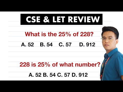 228 is 25% of What Number? Percentage, Rate and Base Problem - Civil Service Exam & LET Review