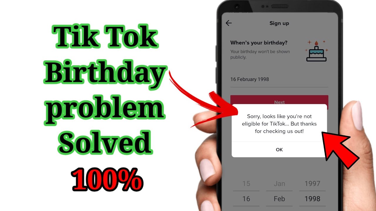 Tiktok sign up problem birthday not eligible solved 100 %