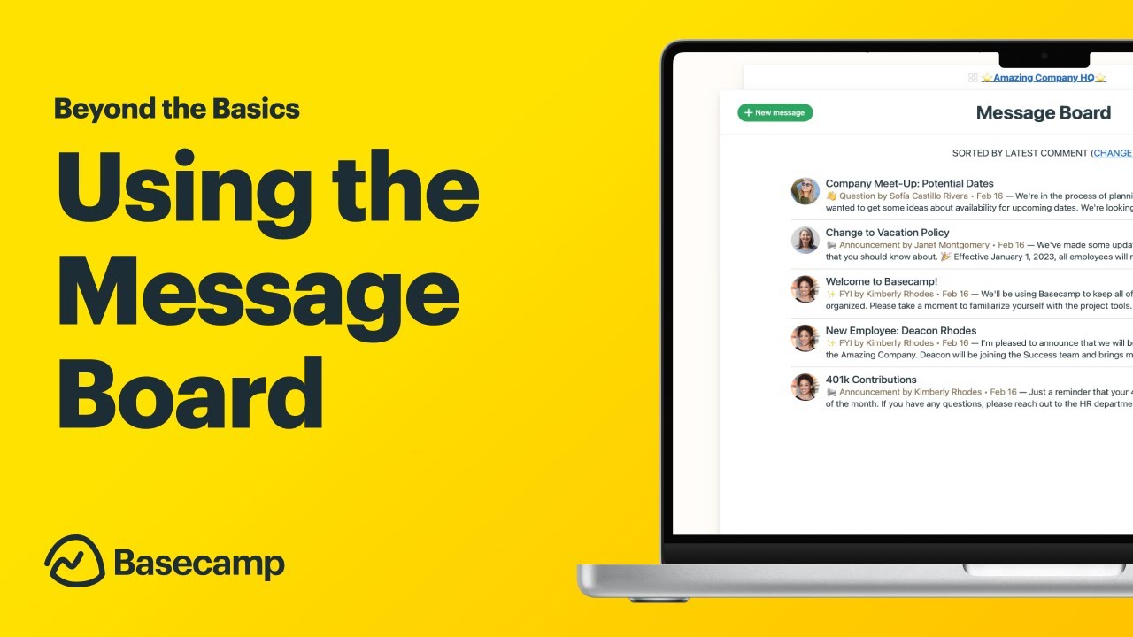 Using the Basecamp Message Board