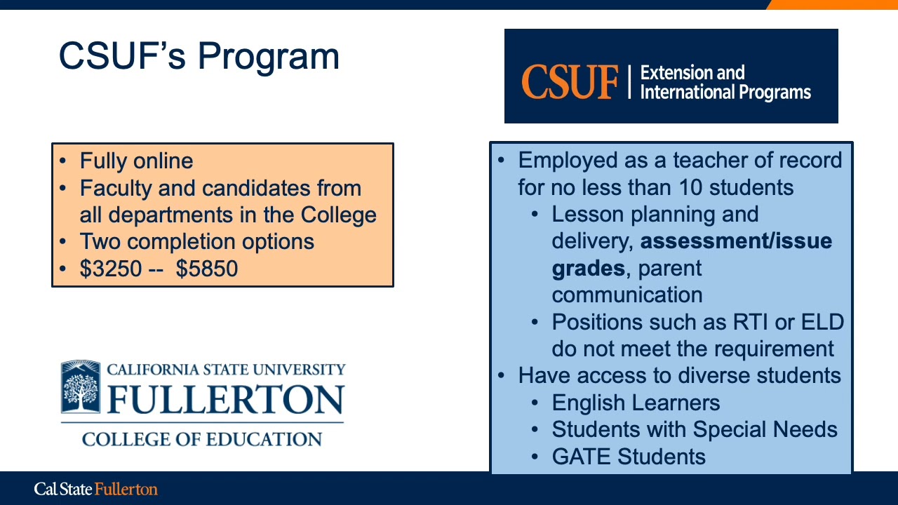 CSUF Teacher Induction Program Overview
