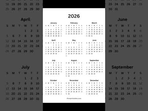 📅 2026 Calendar ✨ | New Year 2026 🎉 | Calendar 2026 🗓️ #Shorts