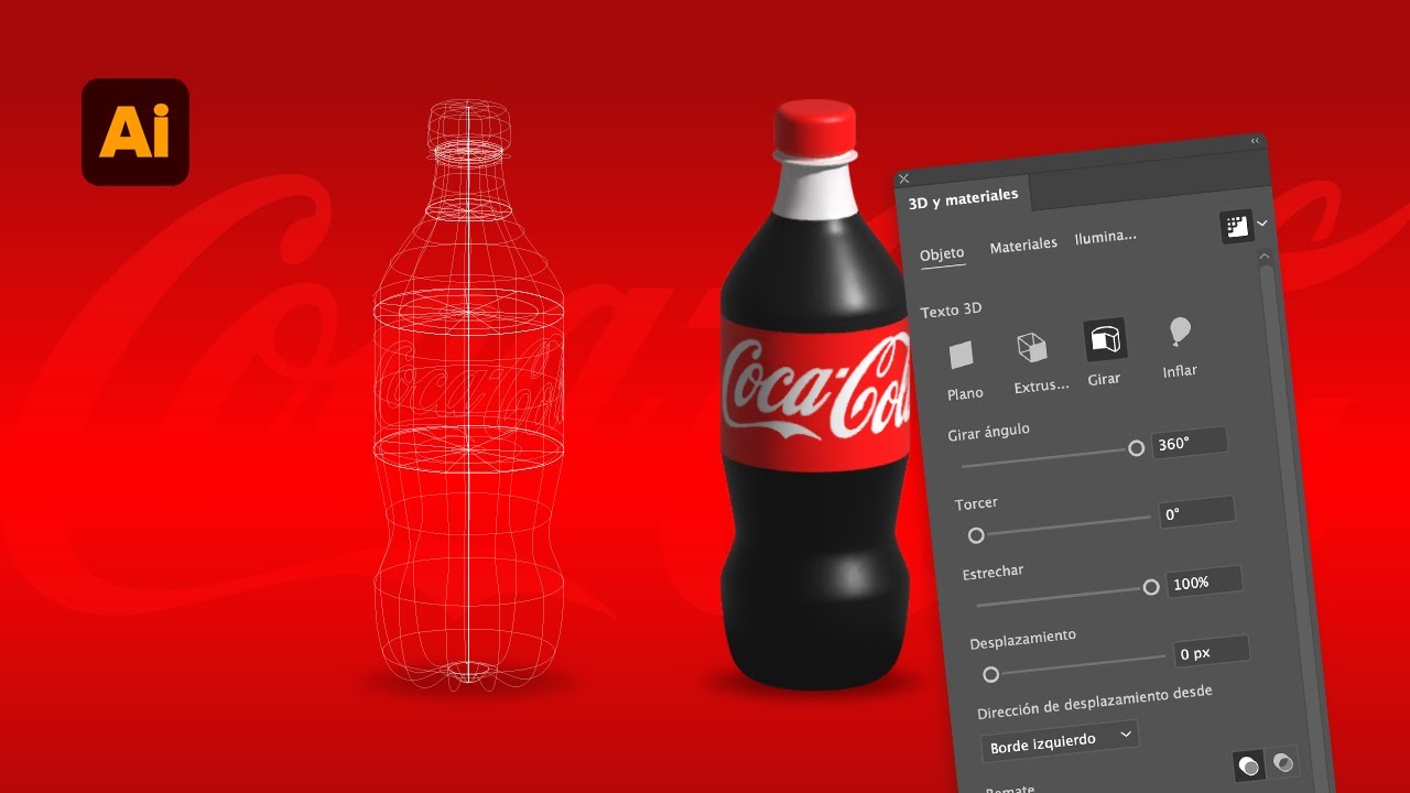 Cómo Crear una Botella de Coca-Cola 3D en Illustrator | Logo Vectorial Paso a Paso