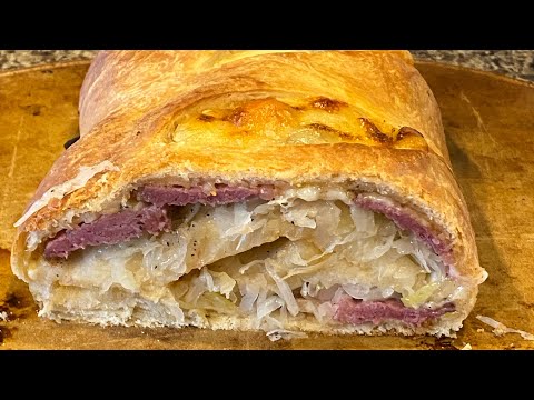 Stromboli using corned beef , Swiss Cheese , Lighthouse Dressing
