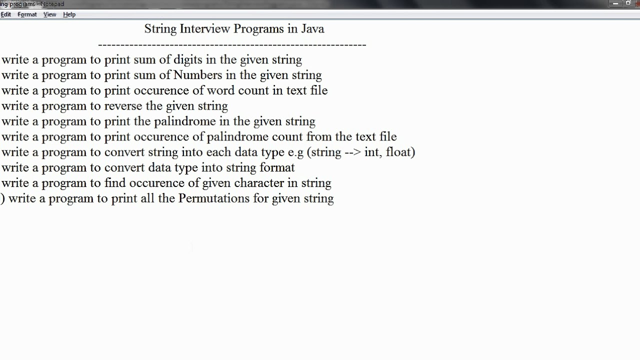 String  Programs in Java For Interview - Part2