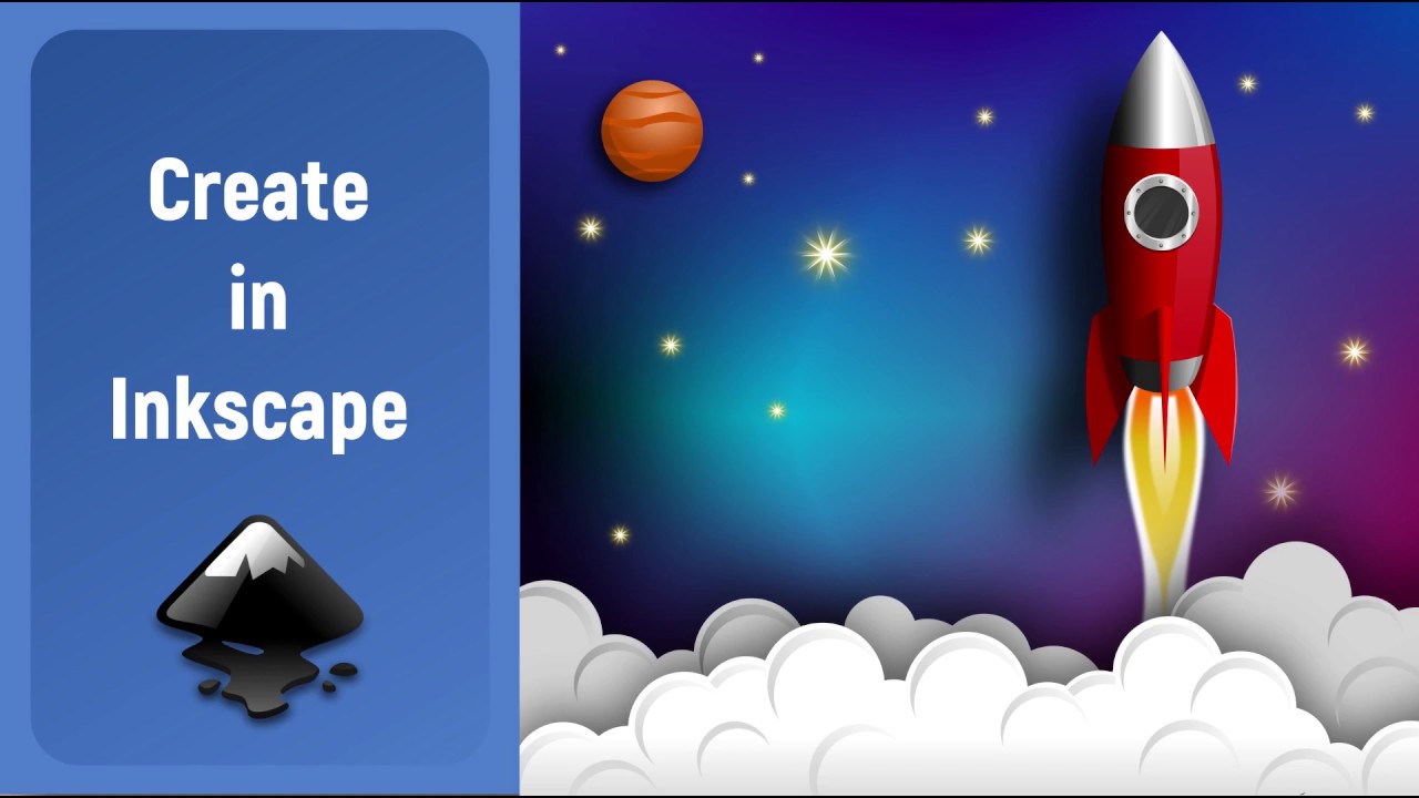 Speed Art Inkscape: rocket and space