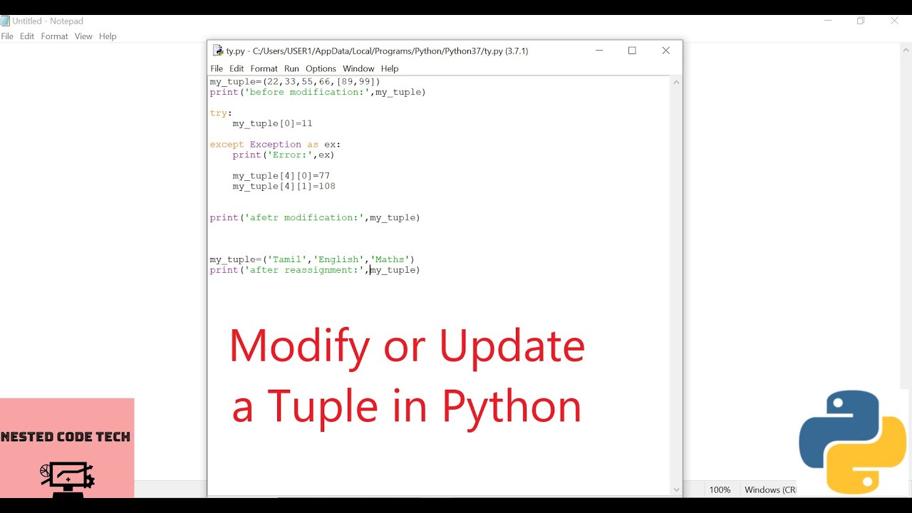 Modify or Update a tuple in Python