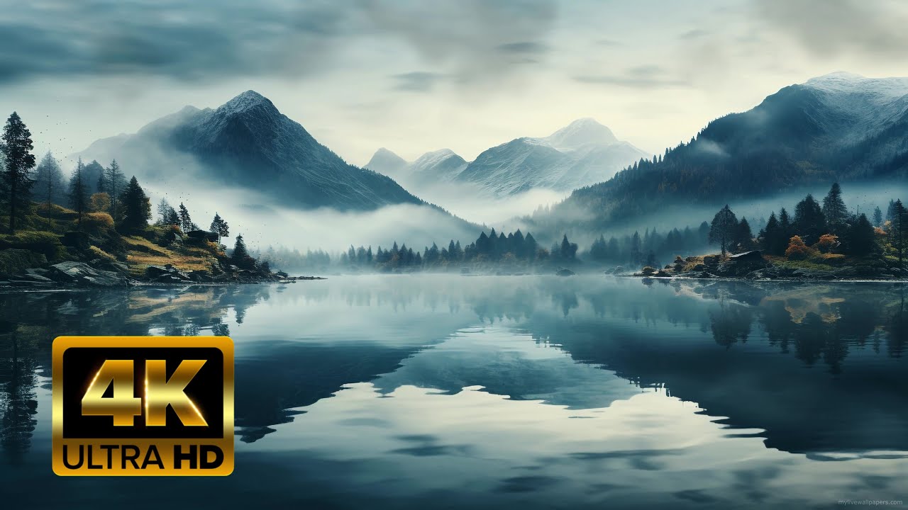 Misty Mountain🗻 Lake Live 4K Wallpaper: Peaceful Serenity For PC #livewallpaper #mountains #nature