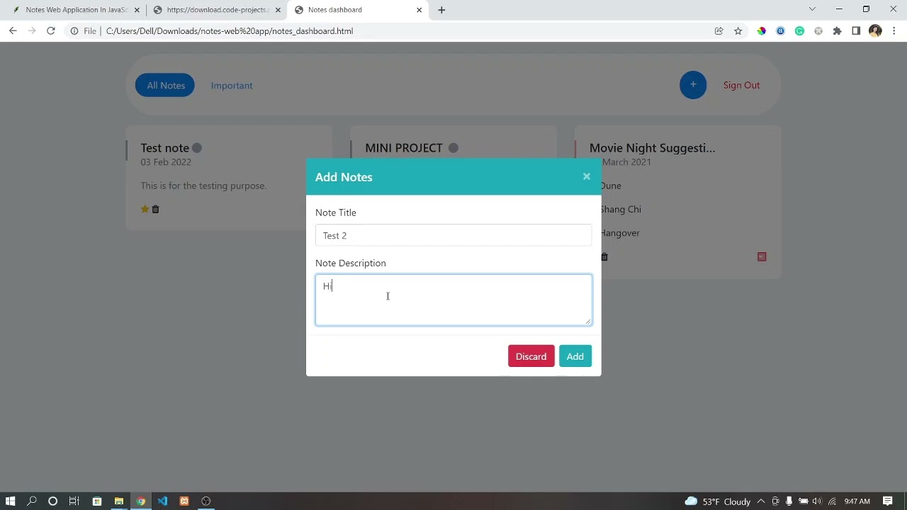 Notes Web Application In JavaScript With Source Code | Source Code & Projects