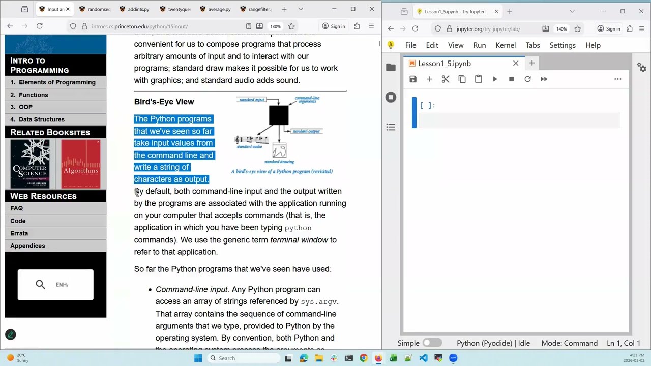Princeton IntroCS (Python) Lesson1.5 - Input and Output (Preview)