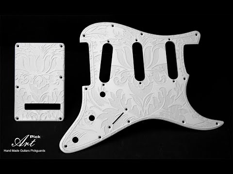 Stratocaster SSS Pickguard White Leaves & Tremolo Cover SET | Reverb