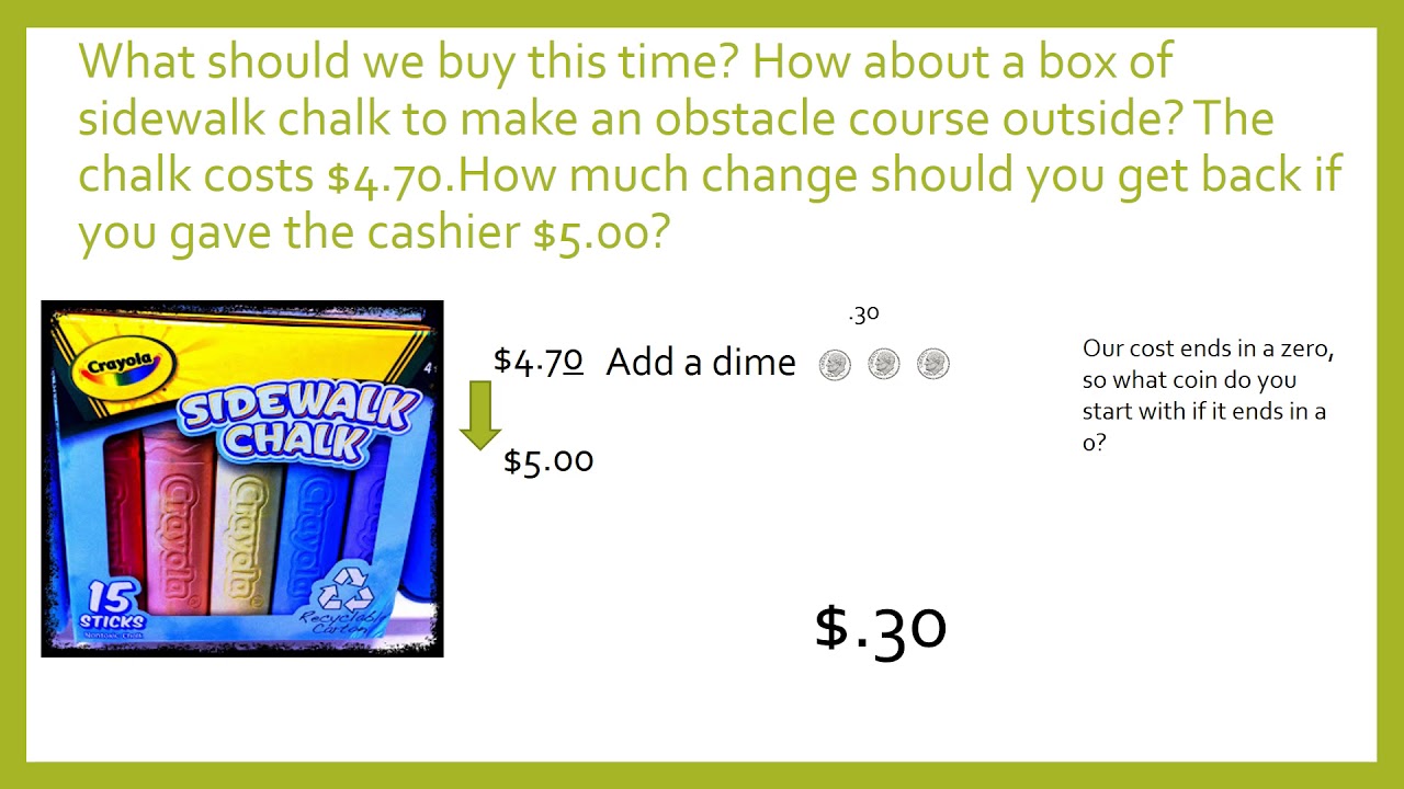3rd grade Math: Making change from $5.00