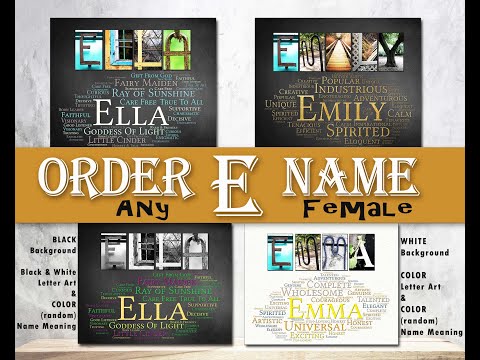 Female Names Beginning with E - Eva Name Meaning Evelyn Name Meaning Gift Letter Art Wall Décor Gift