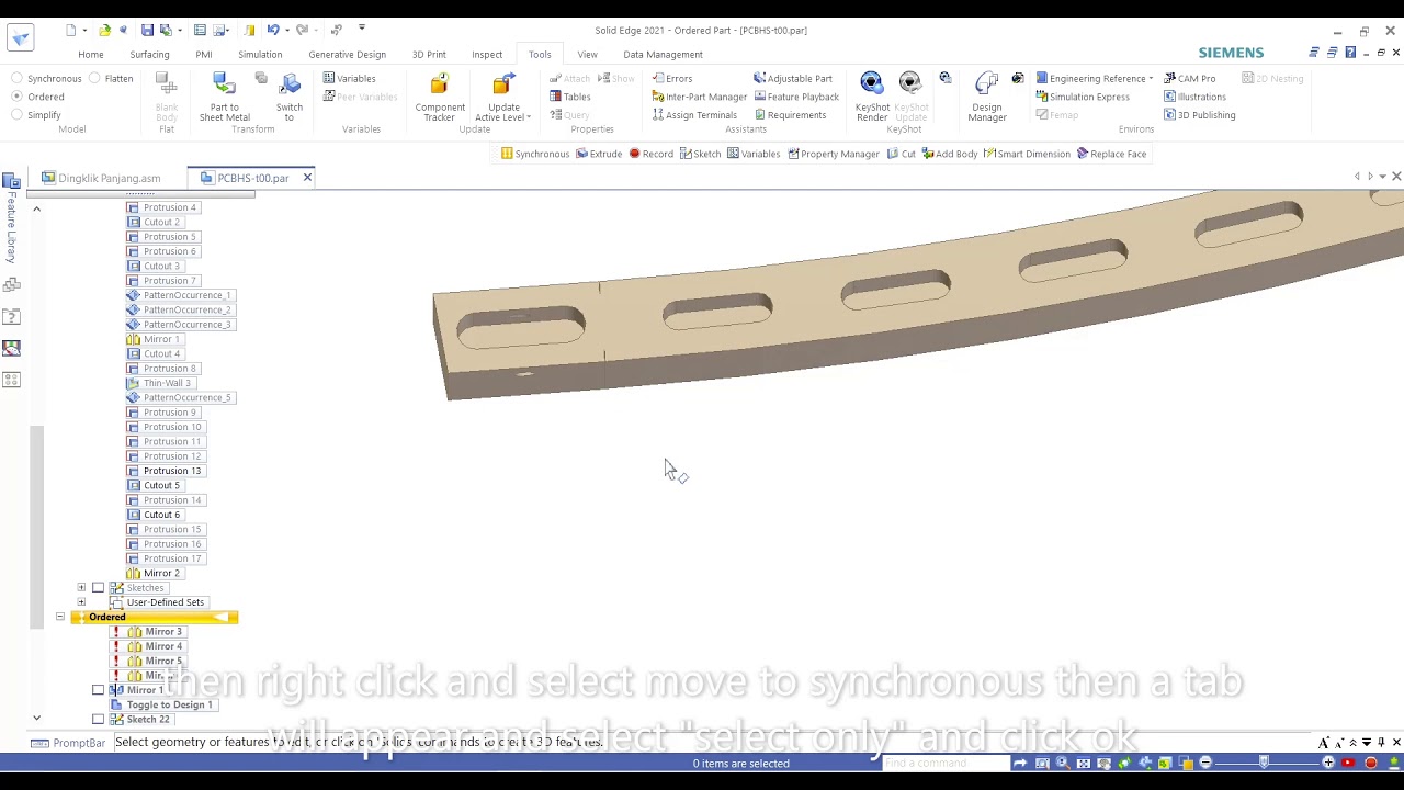 Solid Edge 2021 - Tutorial - Convert Ordered to Synchronous