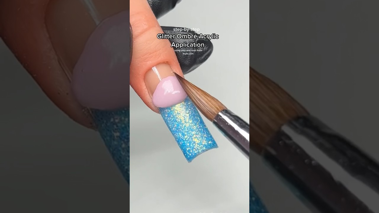 step by step glitter ombré acrylic nails #nailtutorial #acrylicapplication   ✨