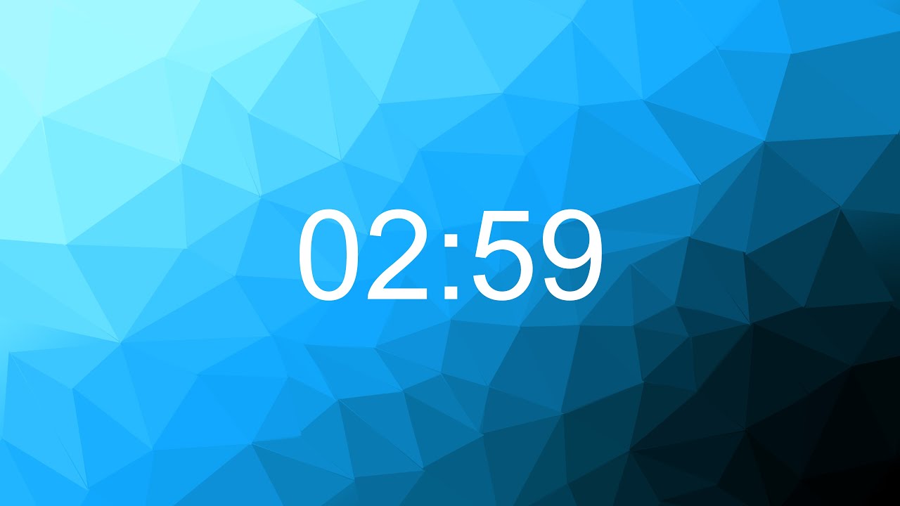 3 minute Silent Timer - countdown - blue polygon background