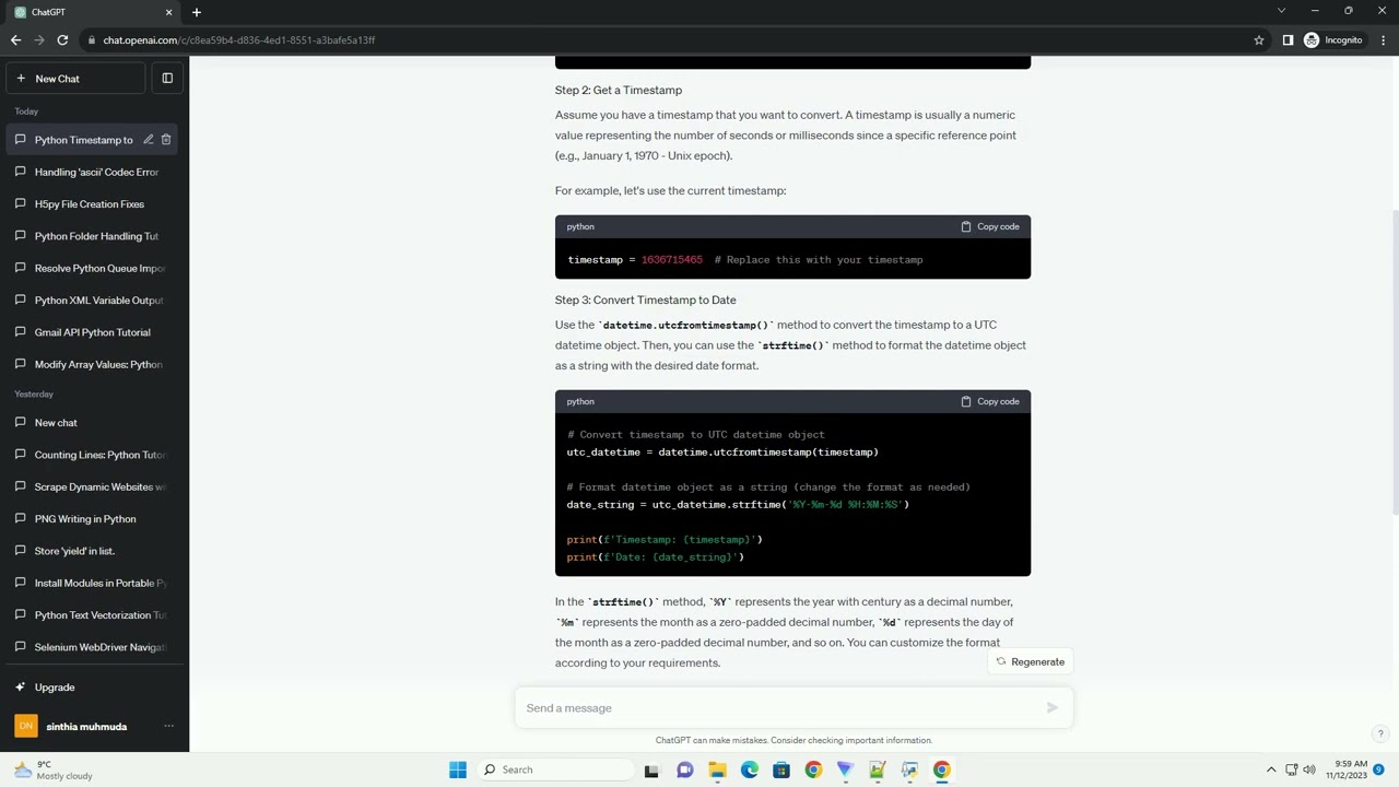 How I do convert from timestamp to date in python