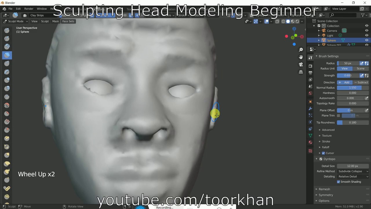 Blender 2 9 Tutorial, Sculpting, Head Modeling, Complete, Beginner