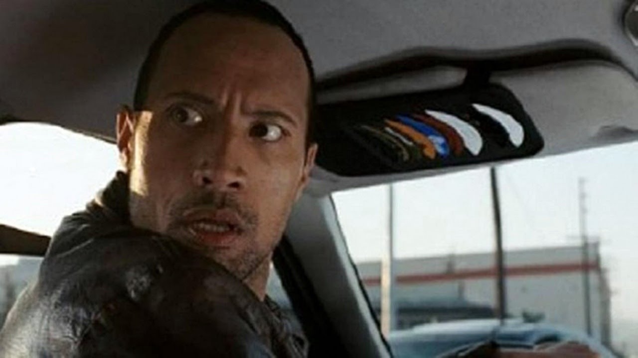 The rock driving , meme origin : Race to the witch mountain