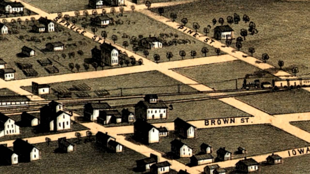 Blairstown Iowa 1868 Panoramic Bird's Eye View Map 6449