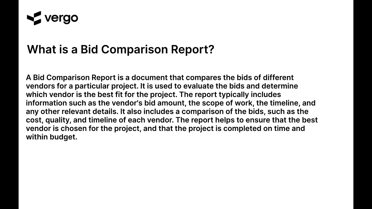 Creating a Bid Comparison Report