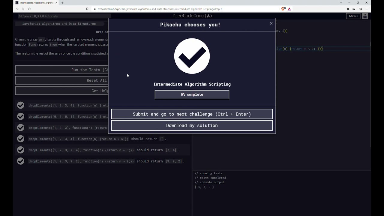 Intermediate Algorithm Scripting (15/21) | Drop it | freeCodeCamp