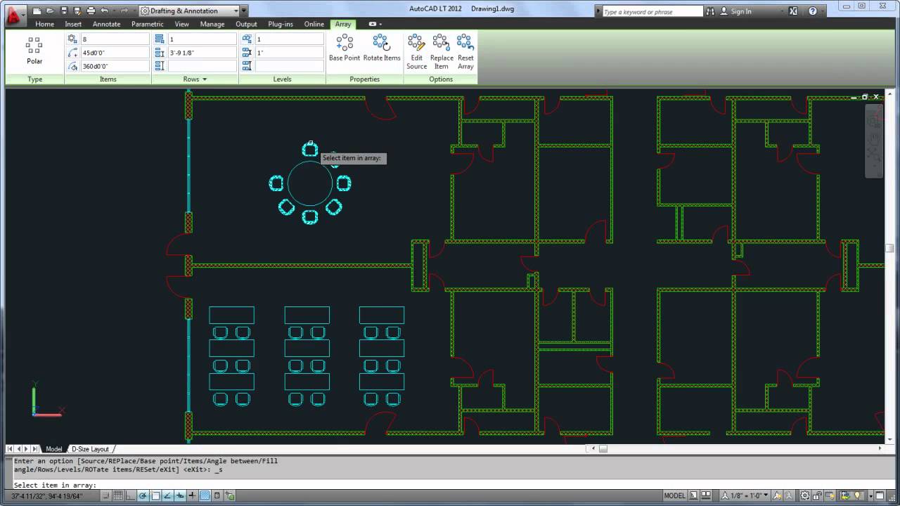 AutoCAD LT 2012 - Associative Array