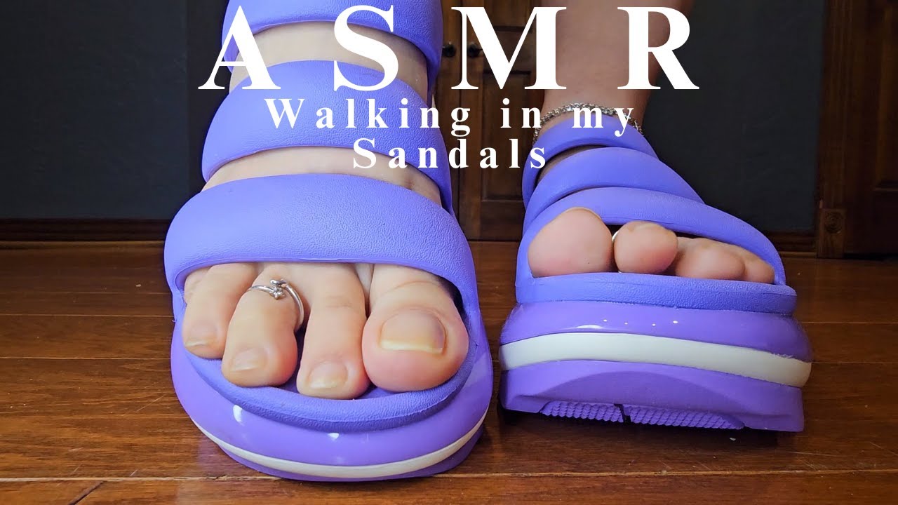 ASMR|Walking & Showing off my Purple Sandals}{NaturalNails}