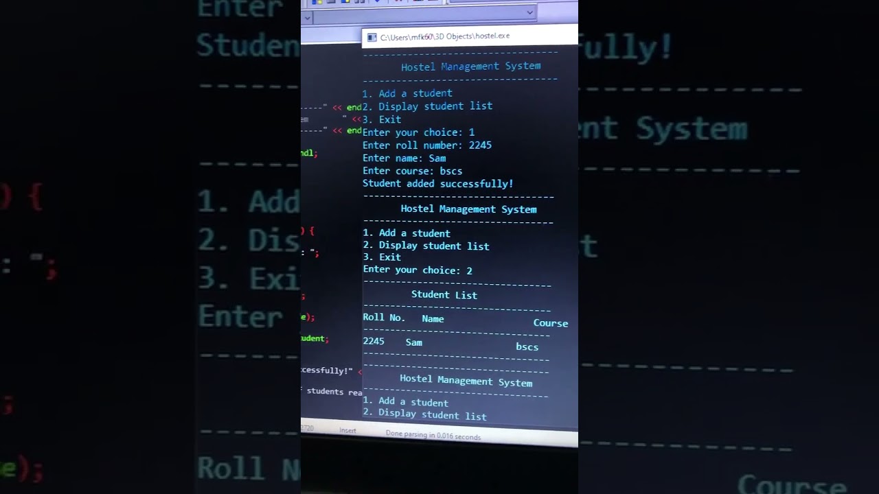 hostel management c++ #coding #cpp #code #codemasters #codinglife #codingninja #coderstokyo #coders