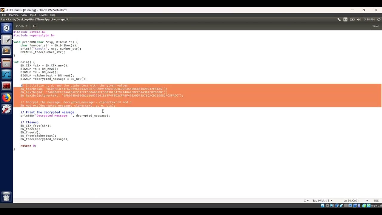 RSA Public-Key Encryption and Signature Lab - SEED Ubuntu