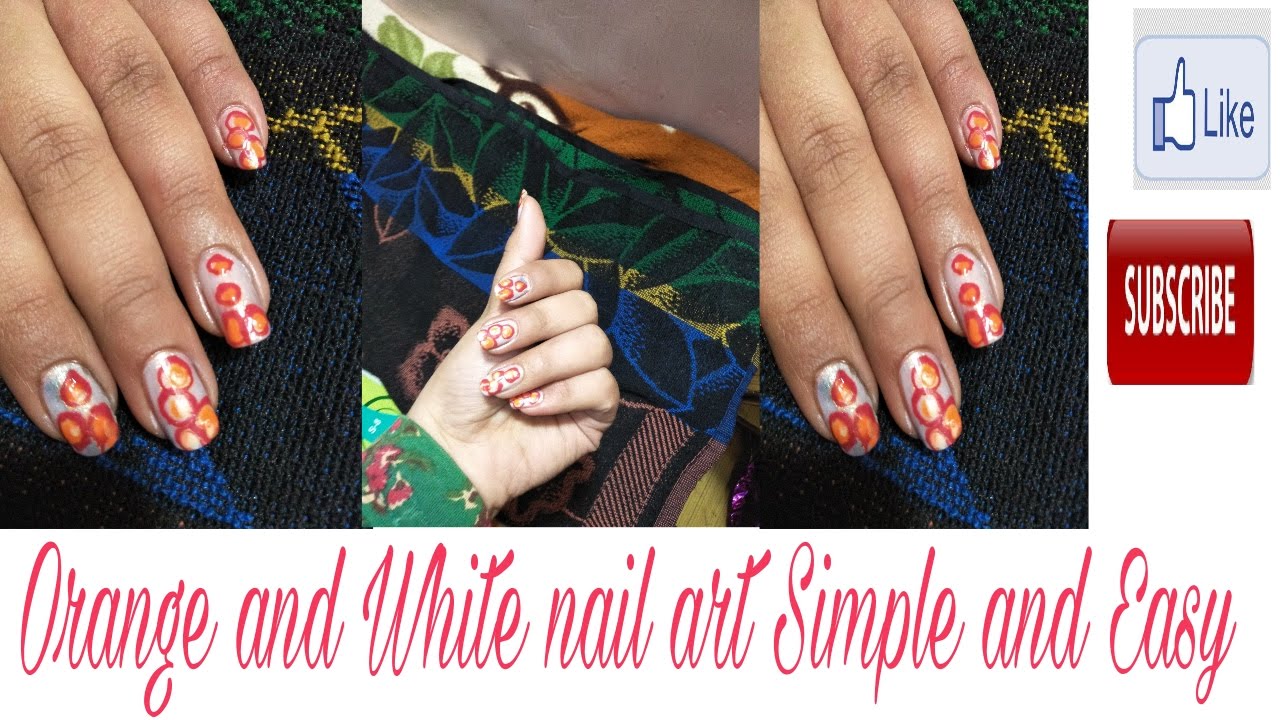 Orange And White Nail Art - Simple And Easy
