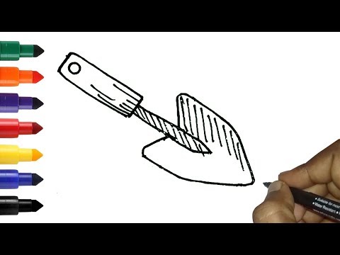 How to draw Hand Trowel Easy | Gardening Tools drawing for kids ...