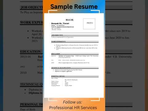 sample resume || resume kaise banaye || how to write resume #sampleresume