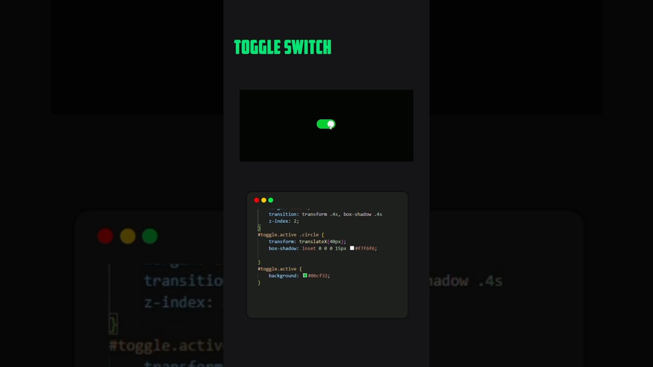 Animated Toggle Switch Tutorial (HTML, CSS, JavaScript) #coding #frontendcourse