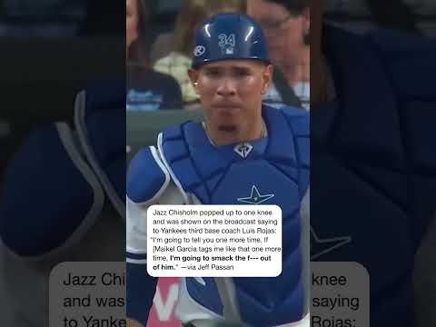 Jazz Chisholm Jr. has a sore neck after an attempted tag from Royals third baseman Maikel Garcia 😬