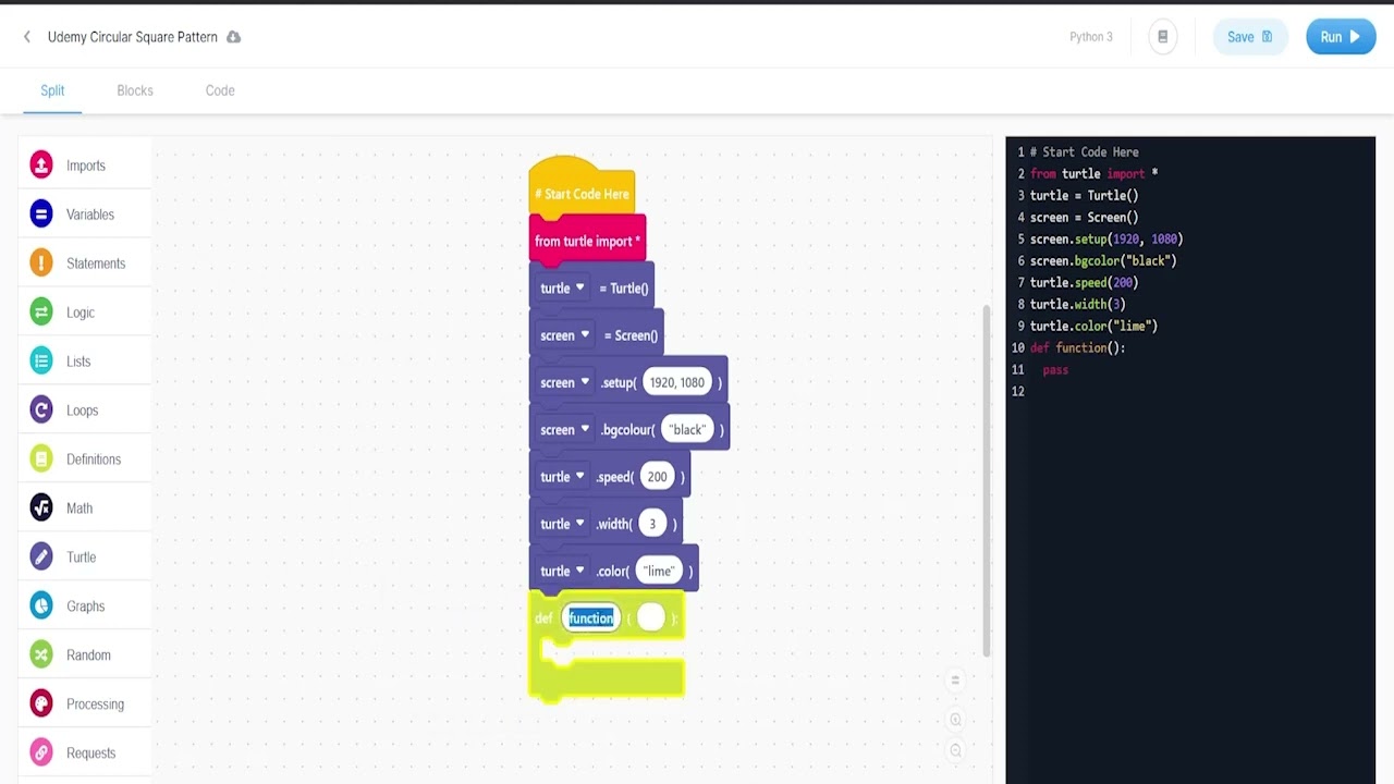 Coding Made Easy: Creating A  Different Circular Square Pattern In Block Scripting and Python