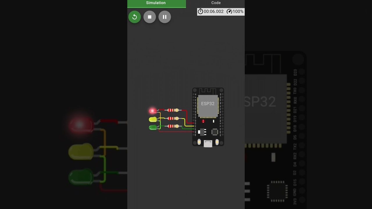 Traffic light with ESP32 - Simulation in Wokwi #esp32 #arduino