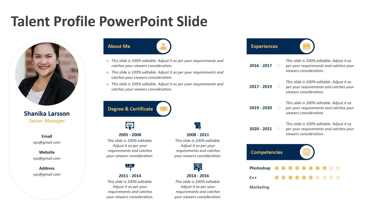 Talent Profile PowerPoint Slide | Kridha Graphics