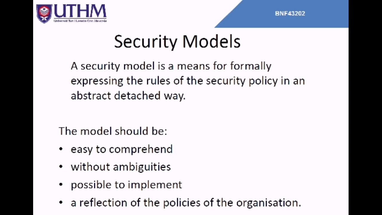 Computer Data Security: Chapter 3 - Security Model