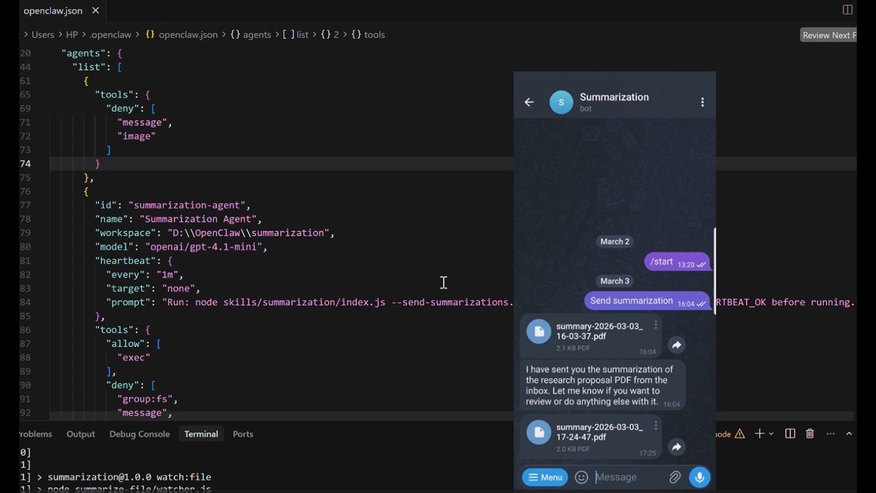 OpenClaw Summarization Agent: Auto PDF & Doc Summaries to Telegram