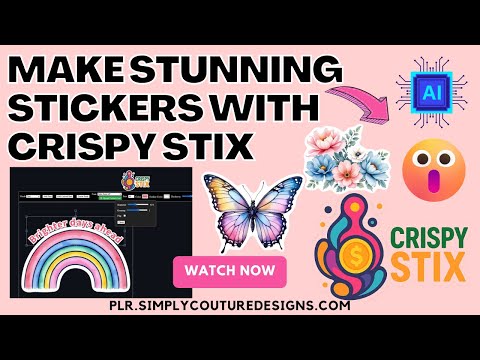 Create Stunning Stickers with AI Using Crispy Stix! Select different Art Styles & 300 DPI Mockups