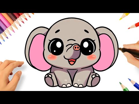 HOW TO DRAW A CUTE BABY ELEPHANT EASY 🐘❤️
