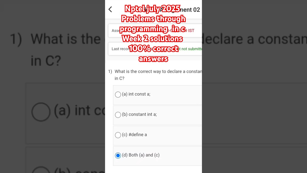 NPTEL JULY 2025 Problems through programming in c week 2 solutions @learnthethings_04