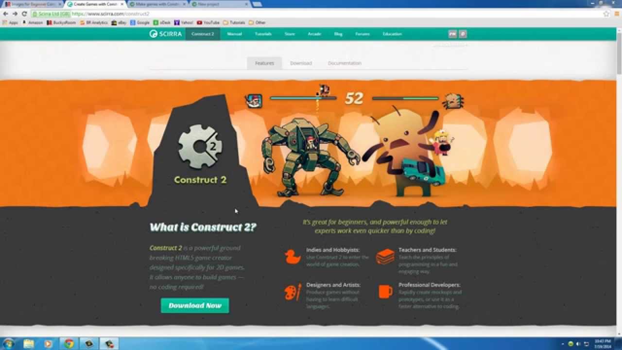 Game Development w/ Construct 2 Tutorial - 1 - Introduction