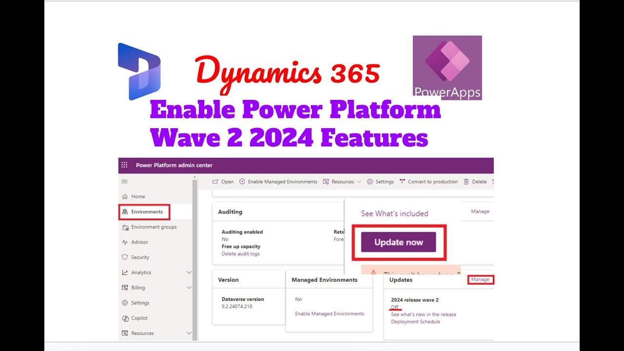 Enable Power Platform Wave 2 2024 Features | Dynamics 365