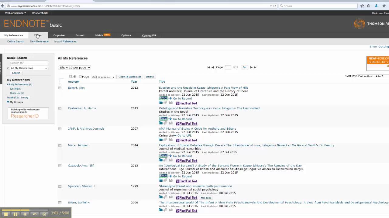 Migrate your references from RefWorks to EndNoteBasic