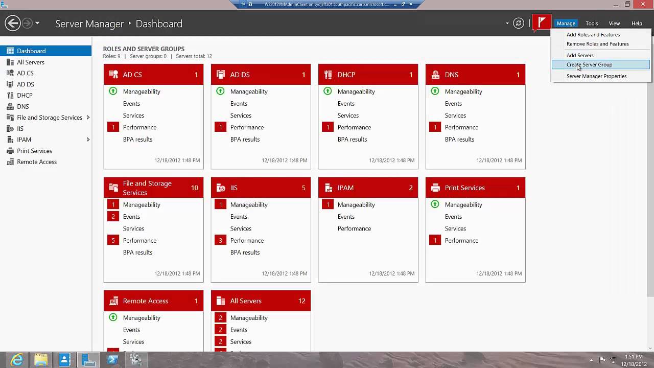Windows Server 2012 - Server Manager