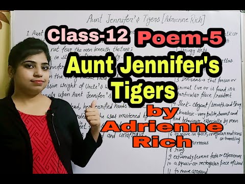 Aunt Jennifer's Tigers by Adrienne Rich, class 12 in Hindi by Rajni Ma'am