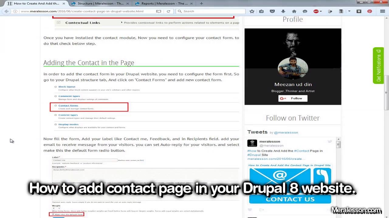 How to Create And Add the Contact Page in Drupal Site